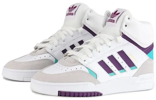 Adidas Originals Drop Step High Top Sneakers - White/gray/purple