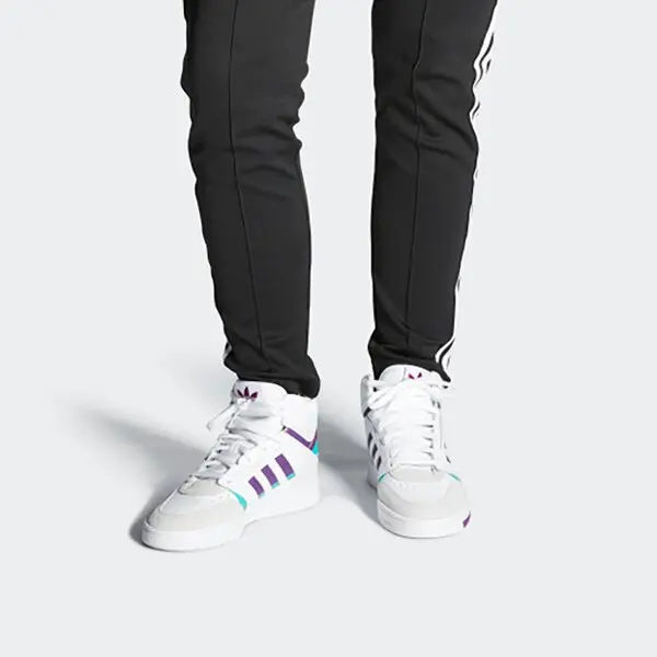 Adidas Originals Drop Step High Top Sneakers - White/gray/purple