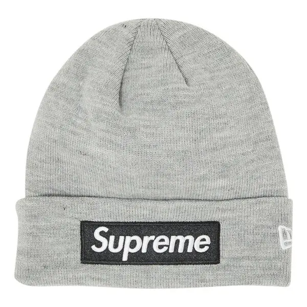 Supreme X New Era Box Logo Beanie - Heather Grey