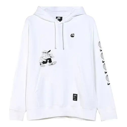 Nike Cartoon Printing Fleece Lined Sports Hoodie - White