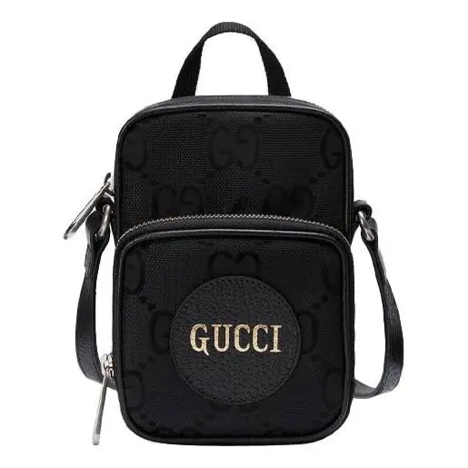 Gucci Off The Grid Otg Environmental Friendly Series Logo Leather Logo Nylon Handbag Mini - Black