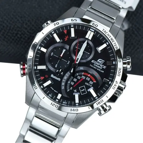 Casio Edifice Analog Solar Powered Chronograph Watch With Bluetooth