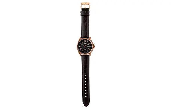 Casio Analog Leather Strap Watch With Water Resistance