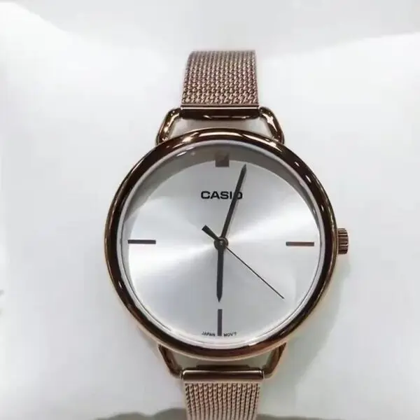 Casio Quartz Analog Watch With Mesh Strap - Silver