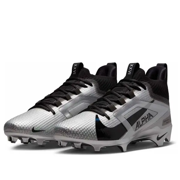 Nike X Saquon Barkley Alpha Menace 4 Elite 'metallic Silver - Black/wolf Grey/metallic Silver