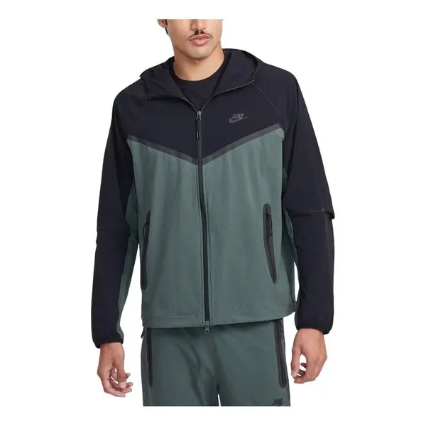 Nike Tech Windrunner Woven Full-zip Jacket - Vintage Green/black/black