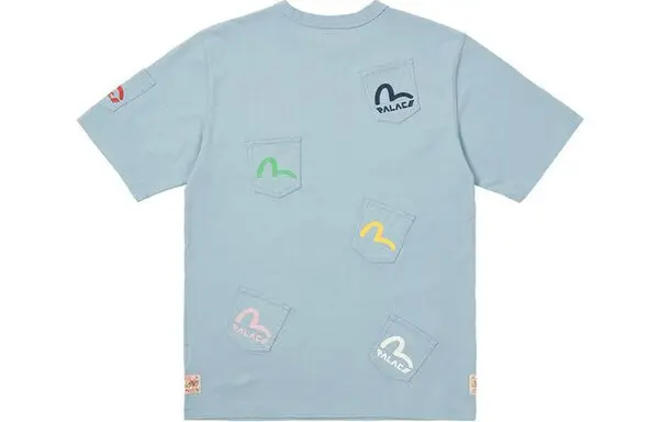 PALACE X Evisu Multi Pocket T-shirt Dusty Logo T-shirt - Blue