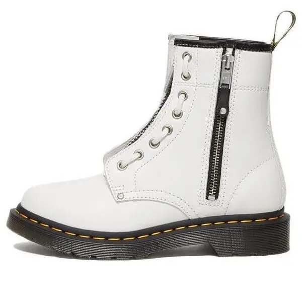 Dr. Martens 1460 Double Zip Leather Lace Up Boots - White