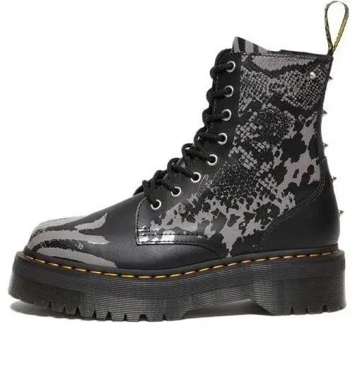 Dr. Martens Jadon Boot Animal Clash Leather Platform - Black