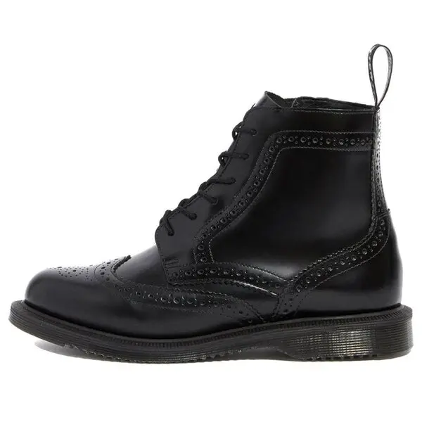 Dr. Martens Delphine Smooth Wingtip Boots - Black