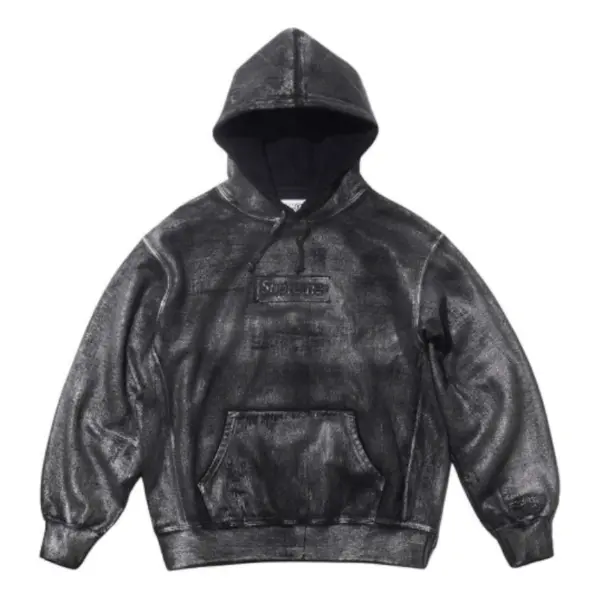 Supreme X Mm6 Maison Margiela Foil Box Logo Hoodie - Black/grey