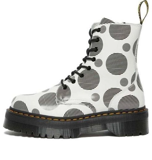Dr. Martens Jadon Polka Dot Leather Platform Boots - White/black