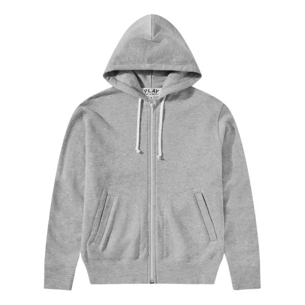 Play Comme Des Garcon Heart Back Emblem Hooded Zip Up - Grey