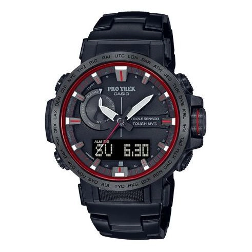 Casio Pro Trek Triple Sensor Watch - Blackred