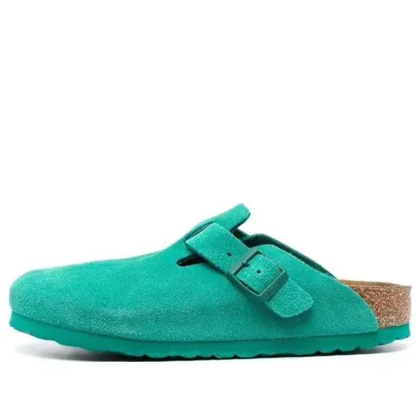 BIRKENSTOCK Boston Suede Leather Clogs - 'green'