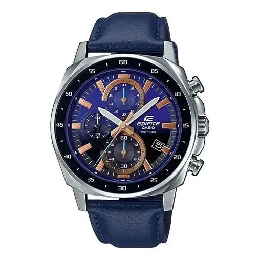 Casio Edifice Multifunction Analog Watch With Leather Strap - Blue