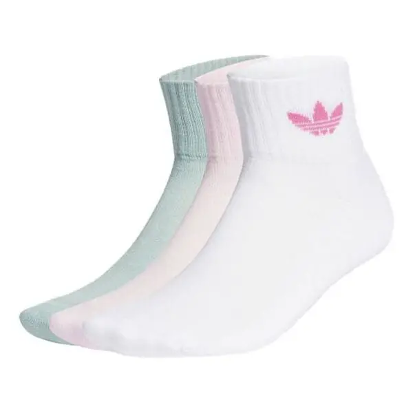 Adidas Originals Mid Ankle Sports Socks 3 Pack - White/pink/green