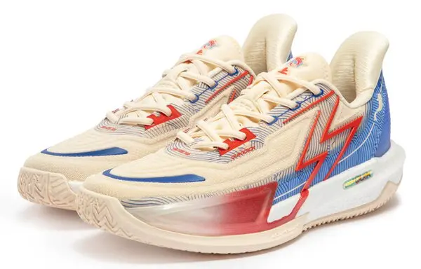 361 DEGREES Big3 4.0 Quick Pro "disembark" Sneakers - Cream/blue/red