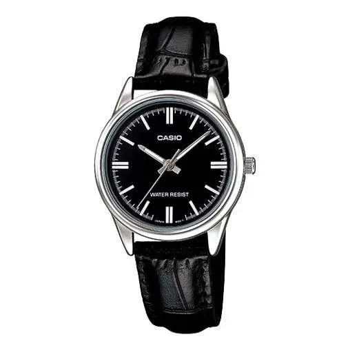 Casio Retro Pointer Series Classic Leather Quartz Analog Watch - Black