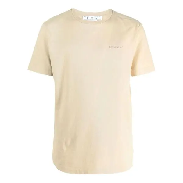 Off-White Fw22 Back Stripe Printing Round Neck Short Sleeve Ordinary Version Light Brown T-shirt - Default Color