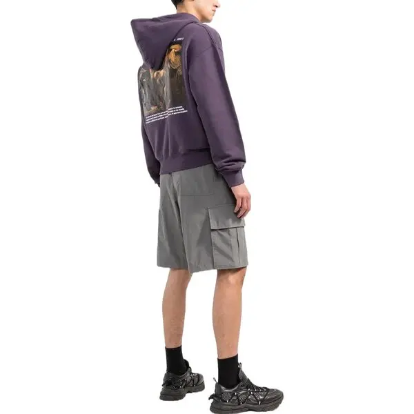 Off-White Character Pattern Slogan Printing Hoodie - Aubergine