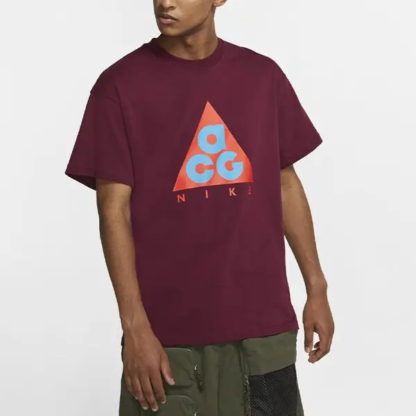 Nike X Series Classic Logo Printing Casual Short Sleeve Red - Dark Red