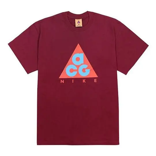 Nike X Series Classic Logo Printing Casual Short Sleeve Red - Dark Red