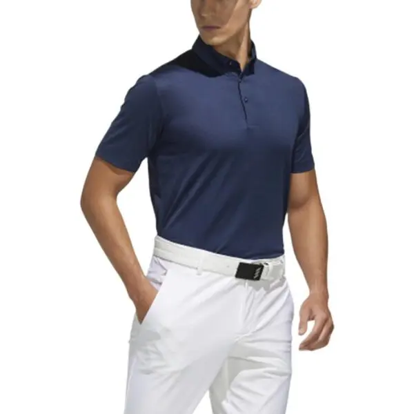 Adidas Solid Color Casual Short Sleeve Polo Shirt Blue