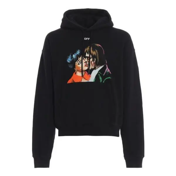 Off-White Kiss Printing Hooded Sweatshirt - Black