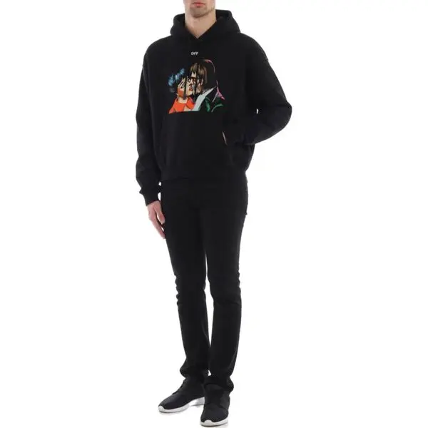 Off-White Kiss Printing Hooded Sweatshirt - Black