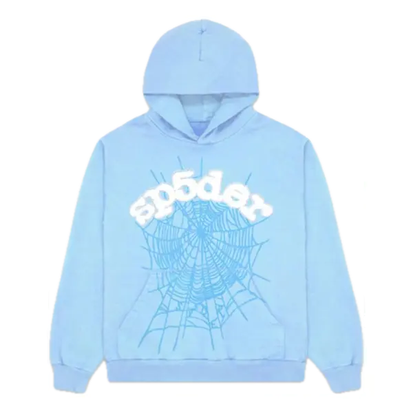 SP5DER Web Hoodie - Light Blue/white