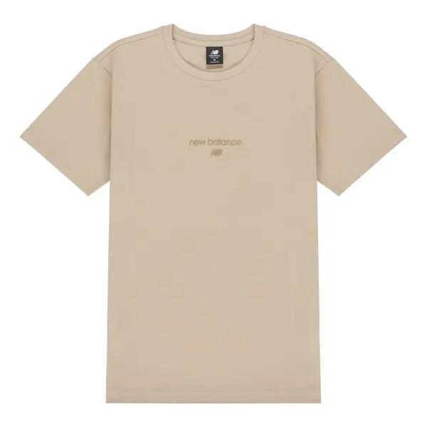 NEW BALANCE Logo Embroidered Knit Sports Round Neck Short Sleeve Light T-shirt - Grey