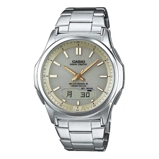 Casio Wave Ceptor Series Solar Powered Stainless Steel Watch - Default Color
