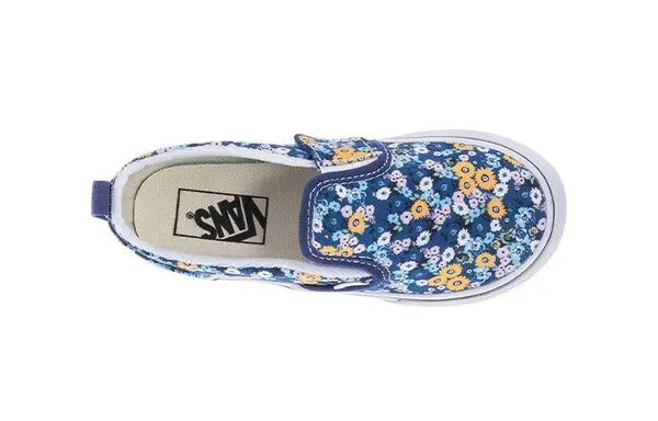 VANS Floral Print Slip-on Low Top Sneakers - Blue/yellow