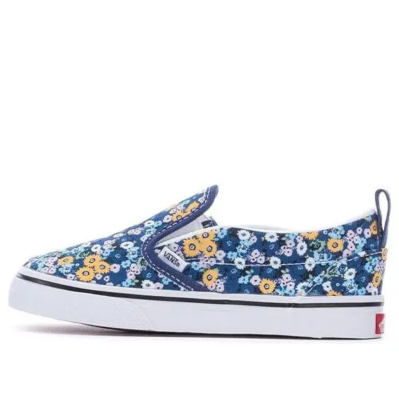 VANS Floral Print Slip-on Low Top Sneakers - Blue/yellow