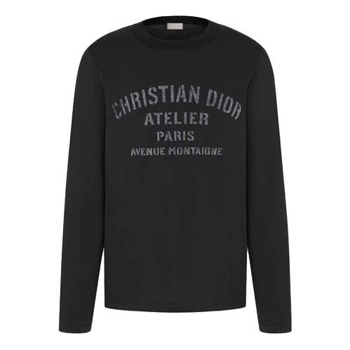Dior Long Sleeve Crewneck With Alphabet Logo - Black