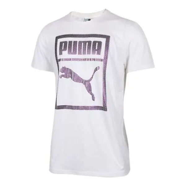 PUMA Logo Graphic T-shirt 'white - White/purple