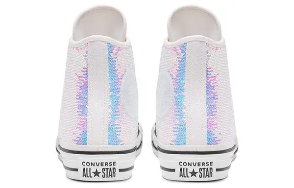 CONVERSE Chuck Taylor All Star High Top Sequined Sneakers - Silver/white