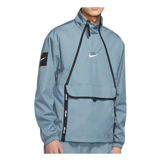 Nike Woven Reflective Logo Stand Collar Jacket - Linen/light Bone/sail