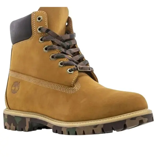 Timberland 6 Inch Premium Lace-up Boots With Camo Sole - Wheat/camo