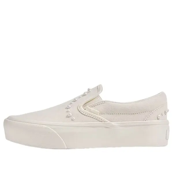 VANS Classic Slip-on Platform Sneakers With Embellishments - Marshmallow White