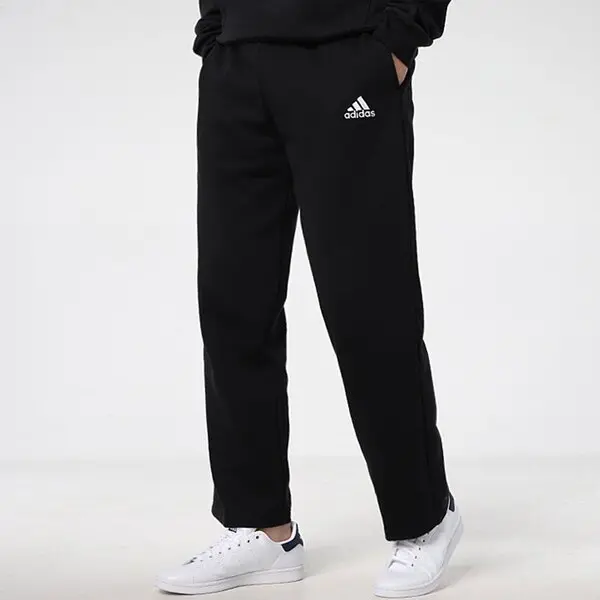 Adidas Casual Sports Fleece Lined Running Knit Straight Long Pants - Black