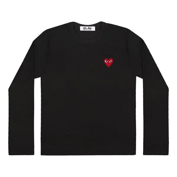 Play Comme Des Garcon Long Sleeve T-shirt With Heart Appliqu - Black