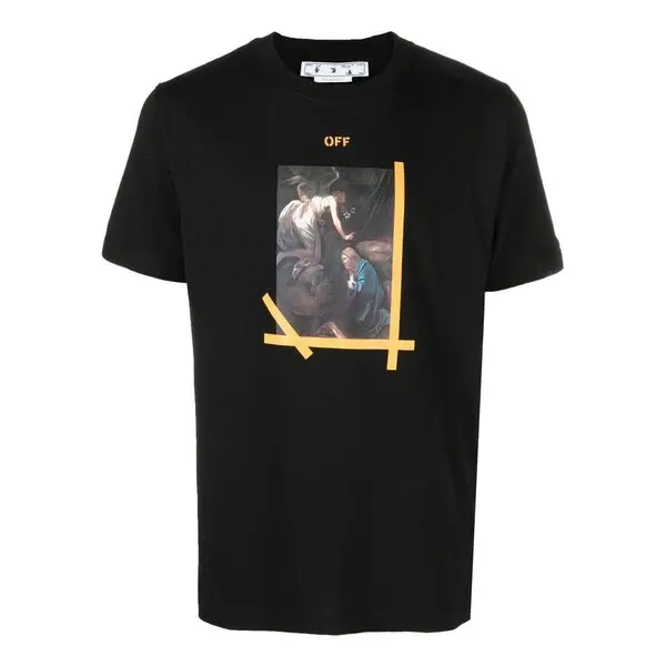 Off-White Caravaggio Printed Cotton T-shirt Black - Black/white