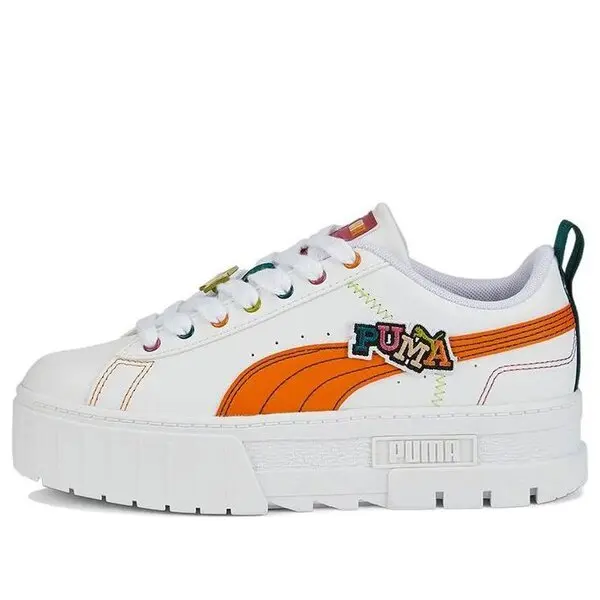 PUMA Mayze Pierced Platform Sneakers - White/orange/green