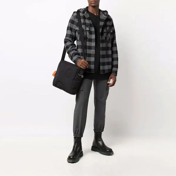 Off-White Arrow Flannel Plaid Crossover Long Sleeves Shirt