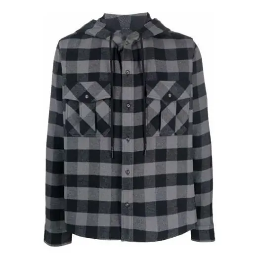 Off-White Arrow Flannel Plaid Crossover Long Sleeves Shirt
