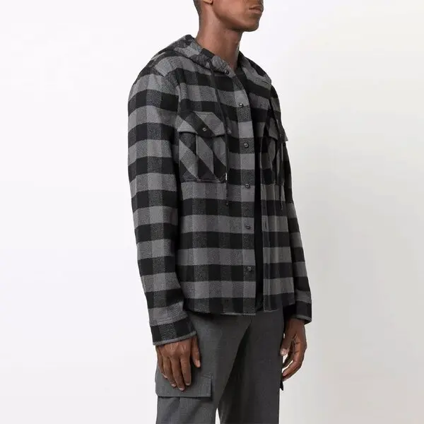 Off-White Arrow Flannel Plaid Crossover Long Sleeves Shirt