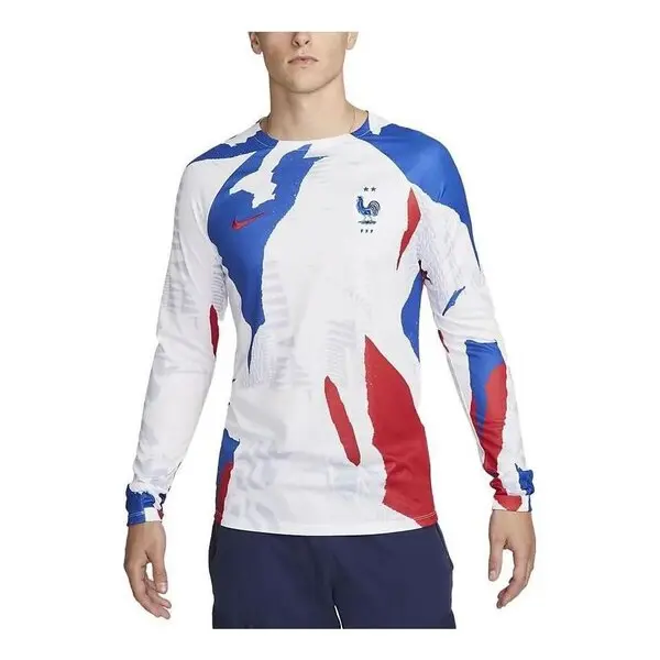 Nike France Dri-fit Long Sleeve Prematch Top - White/blue/red