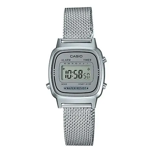 Casio Analog Digital Watch With Mesh Strap - Silver
